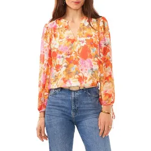Vince Camuto Floral Print Ruffle Top