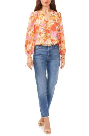 Vince Camuto Floral Print Ruffle Top