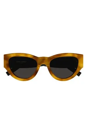 Saint Laurent 53mm Cat Eye Sunglasses Havana