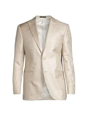Corneliani Silk Chevron Dinner Jacket - Champagne