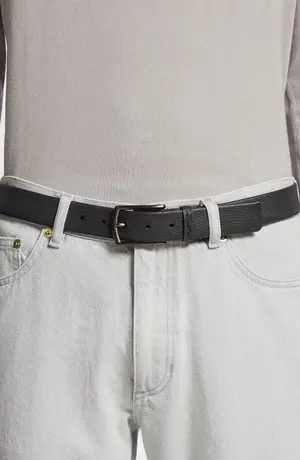 Zegna Triple Stitch Leather Belt - Black