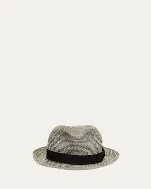 Inverni Men's Hemp Textile Fedora Hat - Naturalblack