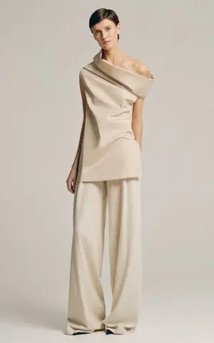 SEV Asymmetric Stretch-cotton Top