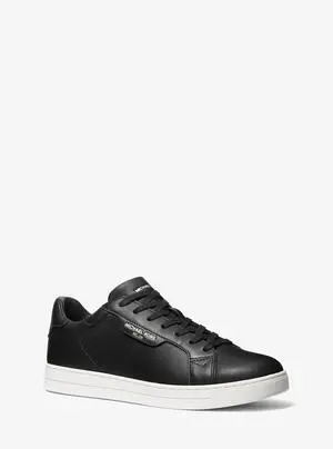 Michael Kors Keating Leather Sneaker In Size By - Black