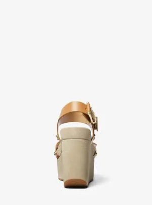 Michael Kors Colby Leather Wedge Sandal In Size By
