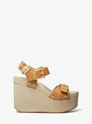 Michael Kors Colby Leather Wedge Sandal In Size By