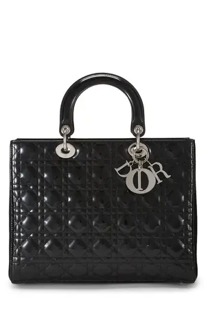 DIOR Christian Dior Cannage Patent Leather Lady Dior Large