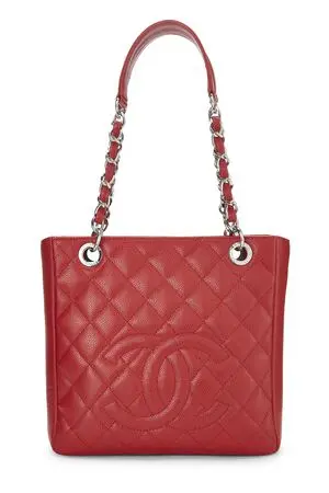 Chanel Quilted Caviar Shopping Tote - Red