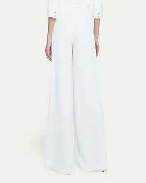 L'Agence Nova Mid-rise Wide-leg Pants - Ivory