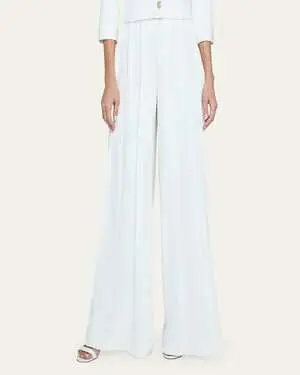 L'Agence Nova Mid-rise Wide-leg Pants - Ivory