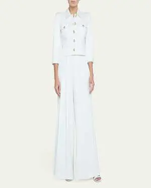 L'Agence Nova Mid-rise Wide-leg Pants - Ivory