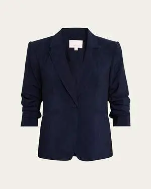 Cinq À Sept Tumbled Woven Khloe Blazer - Navy