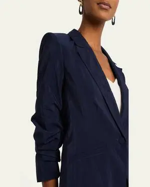 Cinq À Sept Tumbled Woven Khloe Blazer - Navy