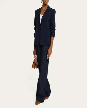 Cinq À Sept Tumbled Woven Khloe Blazer - Navy