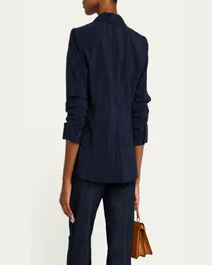 Cinq À Sept Tumbled Woven Khloe Blazer - Navy