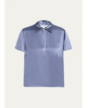 Vince Silk Charmeuse Polo Shirt