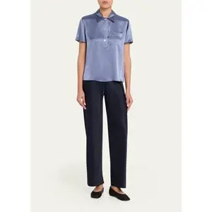Vince Silk Charmeuse Polo Shirt