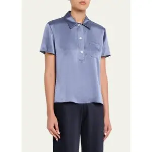 Vince Silk Charmeuse Polo Shirt