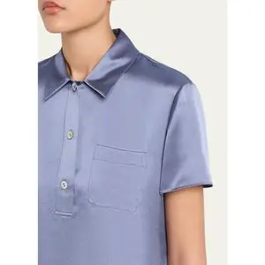 Vince Silk Charmeuse Polo Shirt