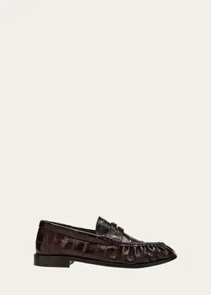 Saint Laurent Le Leather YSL Penny Loafers - Scotch Brown