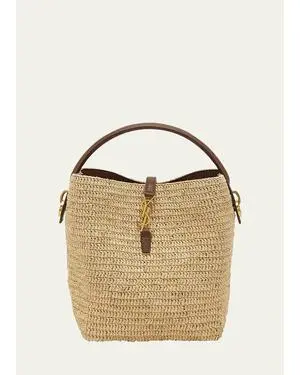 Saint Laurent Le 37 Raffia Bucket Bag - Natural/brick