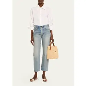 Saint Laurent Le 37 Raffia Bucket Bag - Natural/brick