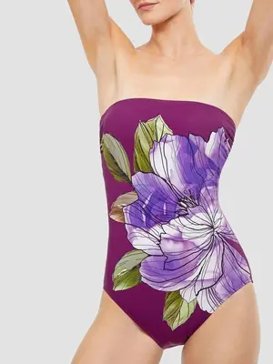 GOTTEX Wild Flower Bandeau One-piece Swimsuit