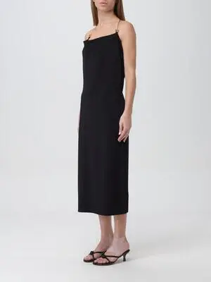 Bottega Veneta Midi Dress With Gold Chain Detail - Black
