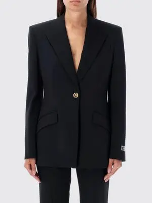 Versace Single-breasted Virgin Wool Blazer With Peak Lapels And Oversize Shoulders