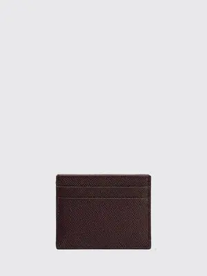 Dolce & Gabbana Grained Calfskin Card Holder With Metallic Logo - Wine