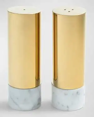 ANNA NEW YORK Dual Marble Salt & Pepper Shakers Marble&gold