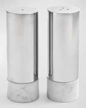 ANNA NEW YORK Dual Marble Salt & Pepper Shakers Marble&silver