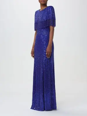 Jenny Packham Embellished Sequined Maxi Gown - Blue