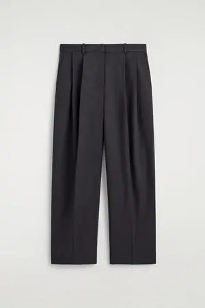Cos Relaxed Twill Wide-leg Pants - Dark Grey