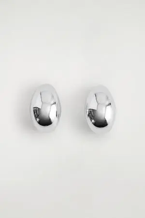 Cos Curved Domed Earrings - Silver-colored