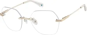 Zenni Geometric Rimless Metal Frame Glasses - Gold