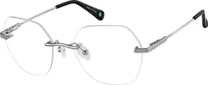 Zenni Geometric Rimless Metal Frame Glasses - Gray