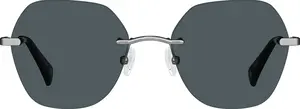 Zenni Geometric Rimless Metal Frame Glasses - Gray