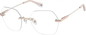Zenni Geometric Rimless Metal Frame Glasses - Rose Gold