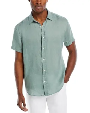 Bloomingdale'S Short Sleeve Linen Shirt In White - Exclusive New Green