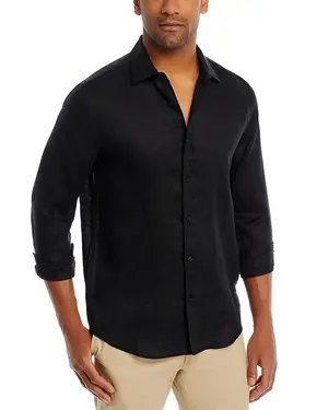 Bloomingdale'S Standard Fit Linen Shirt - Exclusive Black