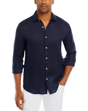 Bloomingdale'S Standard Fit Linen Shirt Exclusive - True Navy
