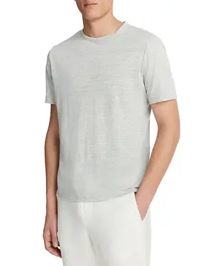 Vince Linen Short Sleeve Crewneck Tee Hillside Blue
