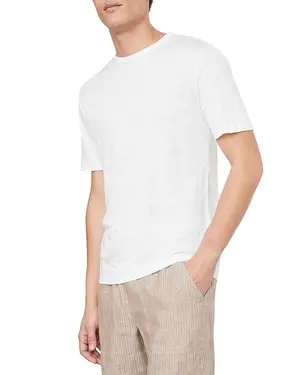 Vince Linen Short Sleeve Crewneck Tee Optic Whit