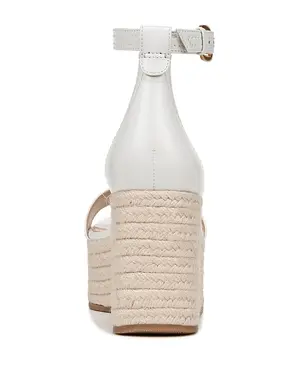 Veronica Beard Gianna Leather Platform Wedge Espadrille Sandals - Coconut