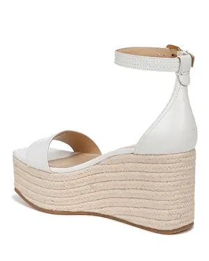 Veronica Beard Gianna Leather Platform Wedge Espadrille Sandals - Coconut