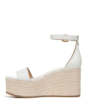 Veronica Beard Gianna Leather Platform Wedge Espadrille Sandals - Coconut