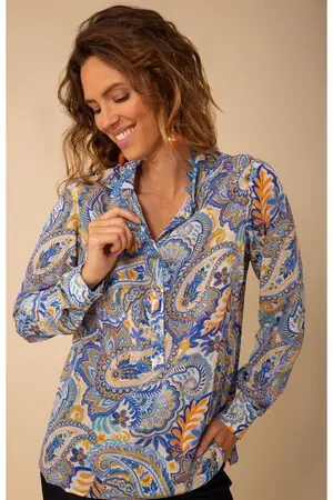 Hale Bob Molly Silk Top - Blue