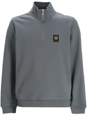 Belstaff Logo-patch Short-zip Sweatshirt - Green