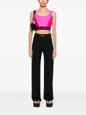 Just Cavalli Logo-waistband Cropped Top - Pink